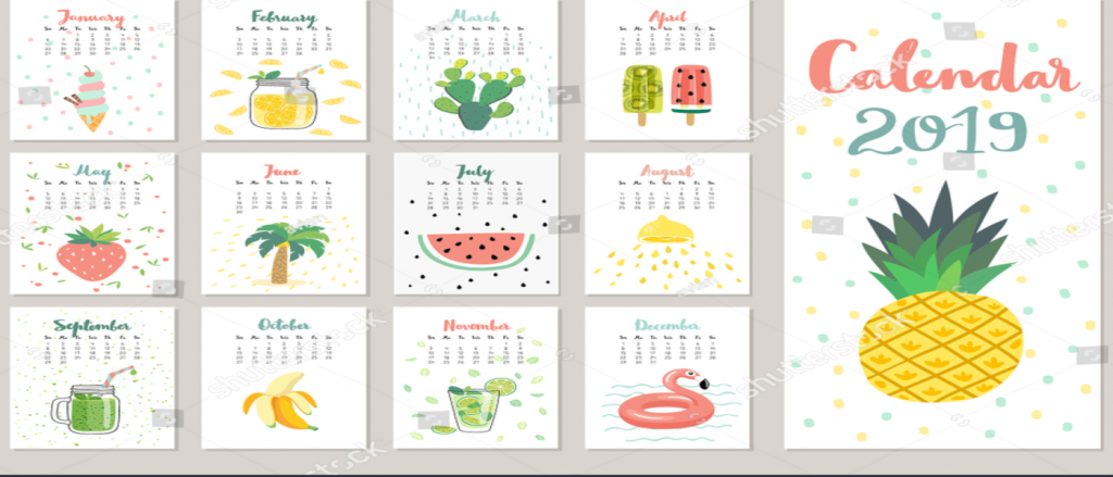 stock-vector-calendar-cute-monthly-calendar-with-lifestyle-objects ...